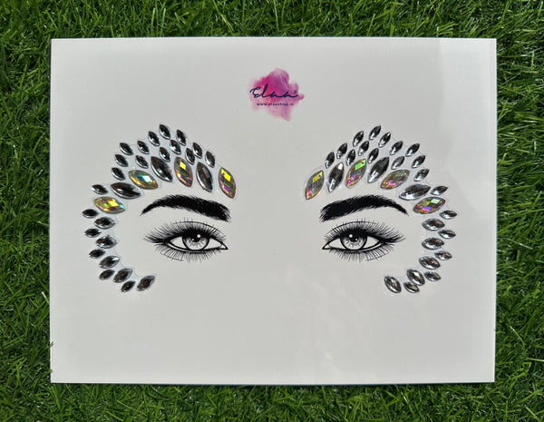 Two Piece Around the Eye Statement Diamonte Face Tattoo Sticker – Elaa