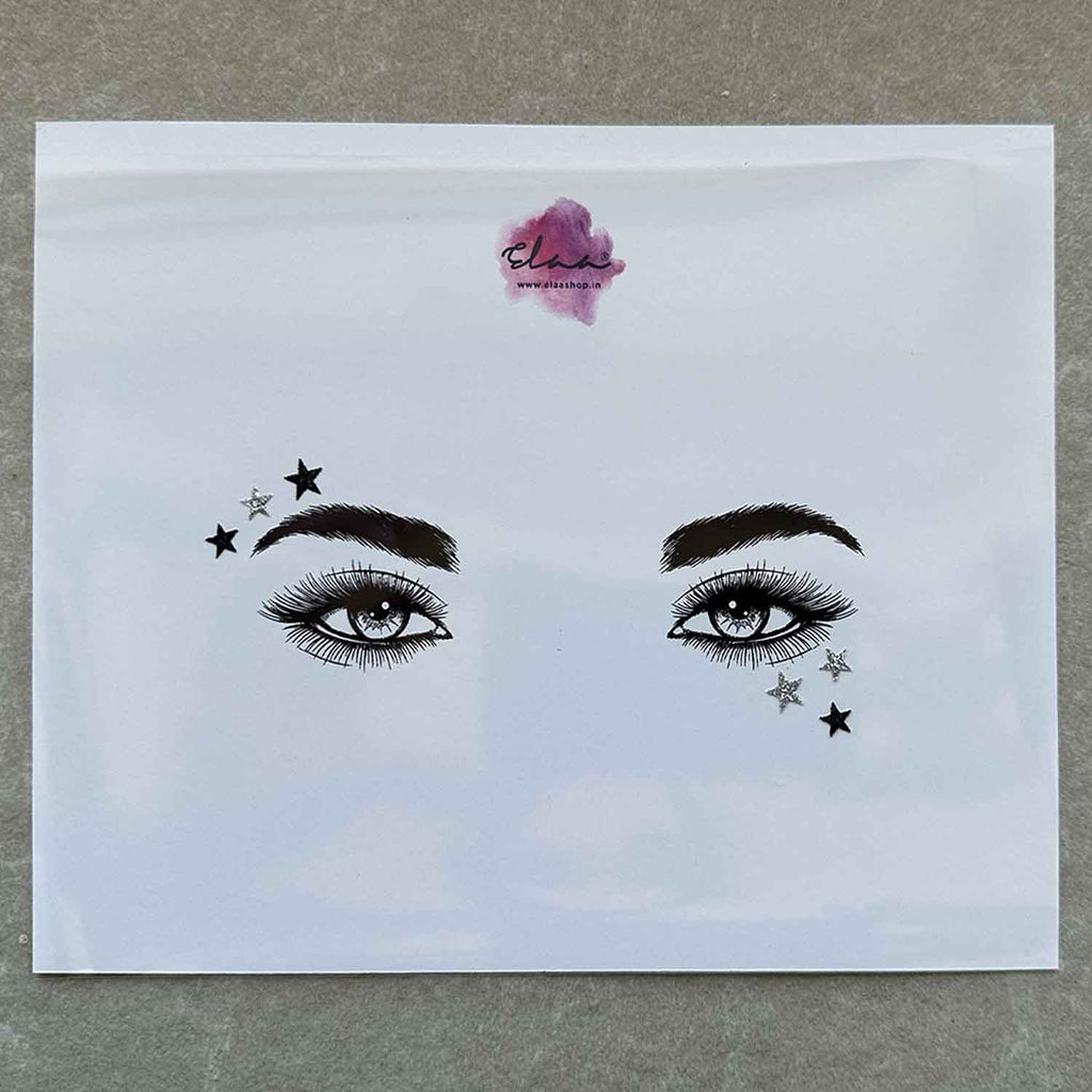 Three Star Silver Face Tattoo Sticker – Elaa